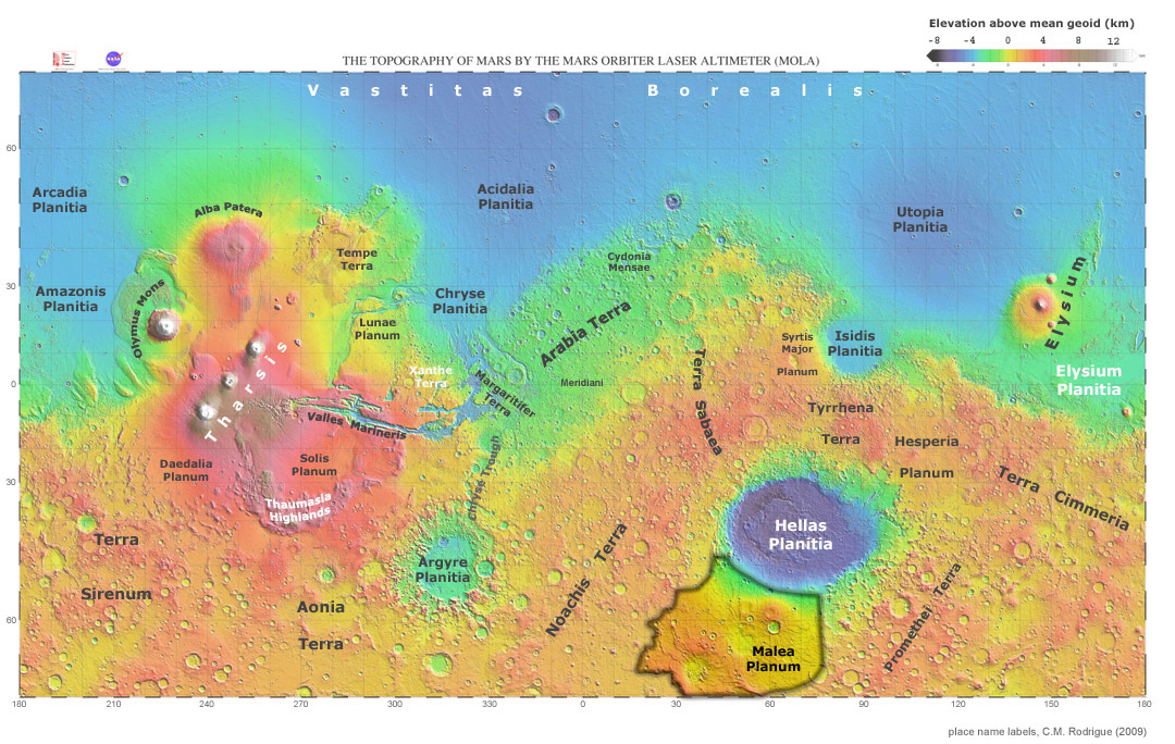 Interactive Map of Mars Regions