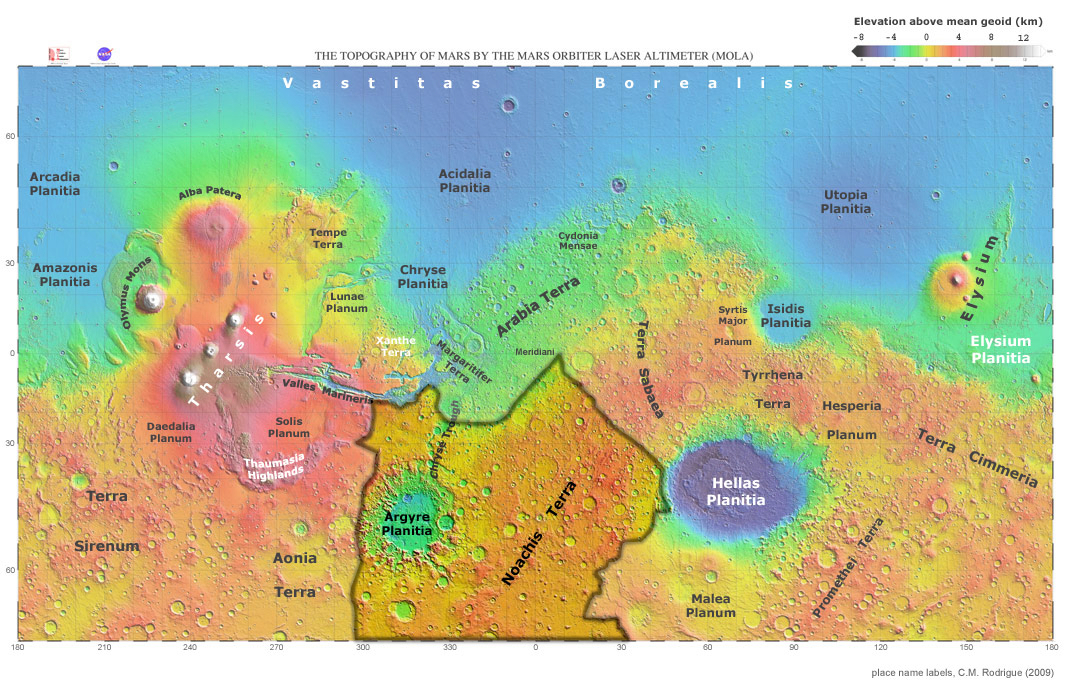 Interactive Map of Mars Regions