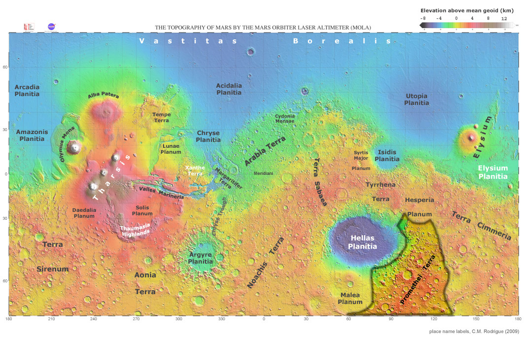 Interactive Map of Mars Regions
